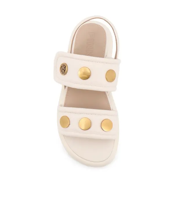 Pinko Studded Logo Detail Sandals - Nude