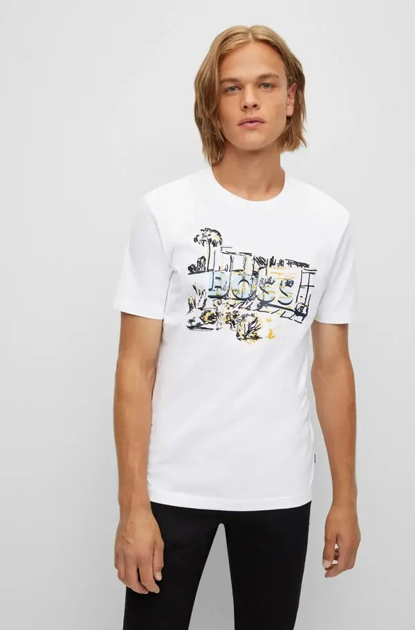 Hugo Boss Illustration-style Logo-print T-shirt