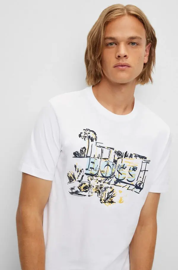 Hugo Boss Illustration-style Logo-print T-shirt