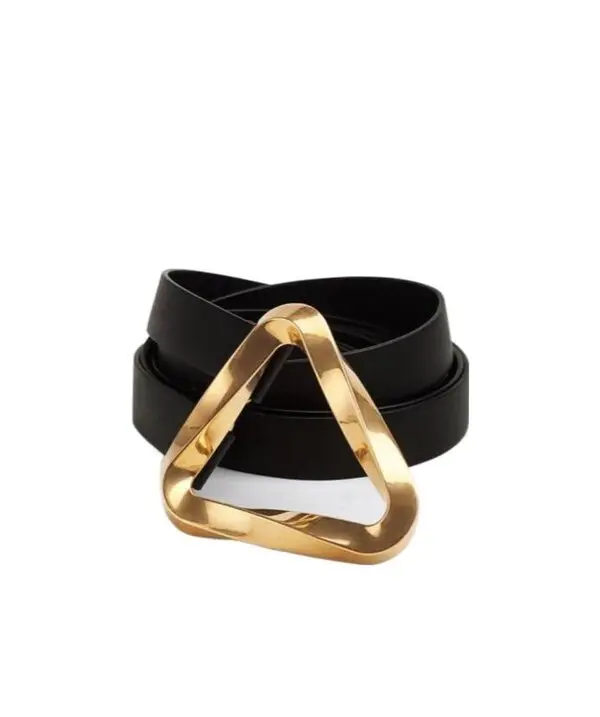 Bottega Veneta Double Strap Belt With Gold Finishing Hardware - Black
