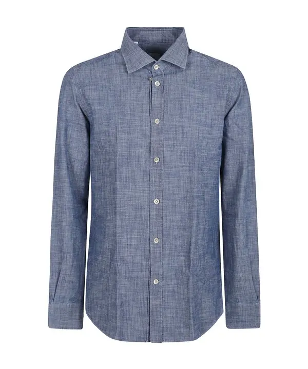 Eleventy French Collar Long Sleeve Shirt