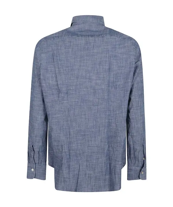 Eleventy French Collar Long Sleeve Shirt