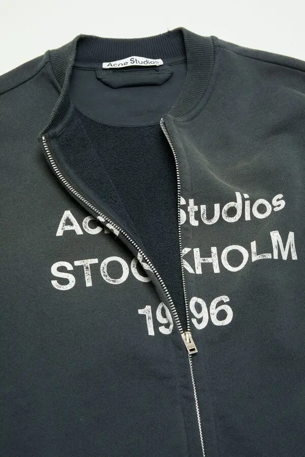 Acne Studios Logo Printed Zip-up Sweatshirt - Black