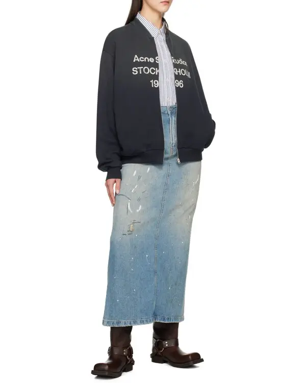 Acne Studios Logo Printed Zip-up Sweatshirt - Black