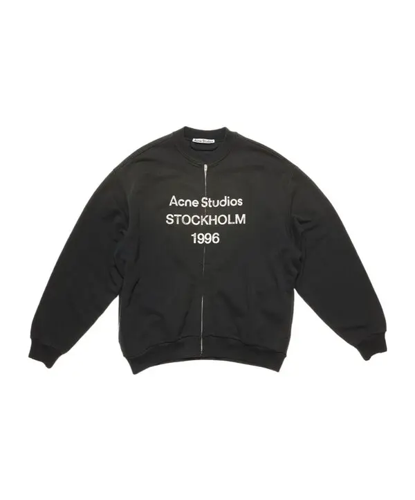 Acne Studios Logo Printed Zip-up Sweatshirt - Black