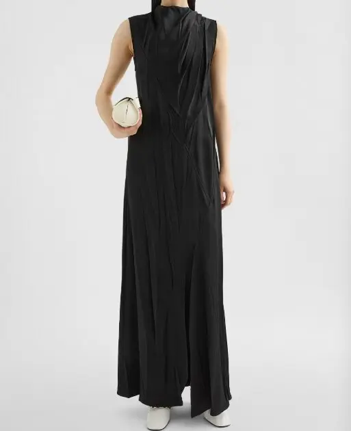 JIL SANDER Satin Draped Maxi Dress
