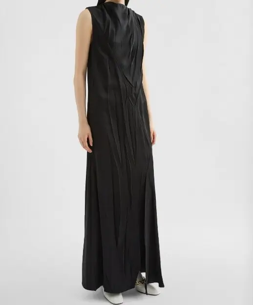 JIL SANDER Satin Draped Maxi Dress