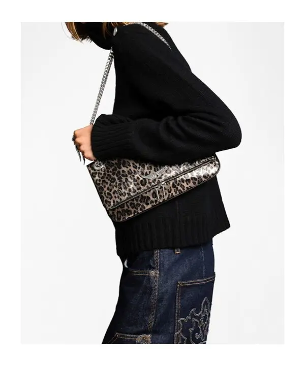 Zadig&Voltaire Leopard-printed Leather Shoulder Bag