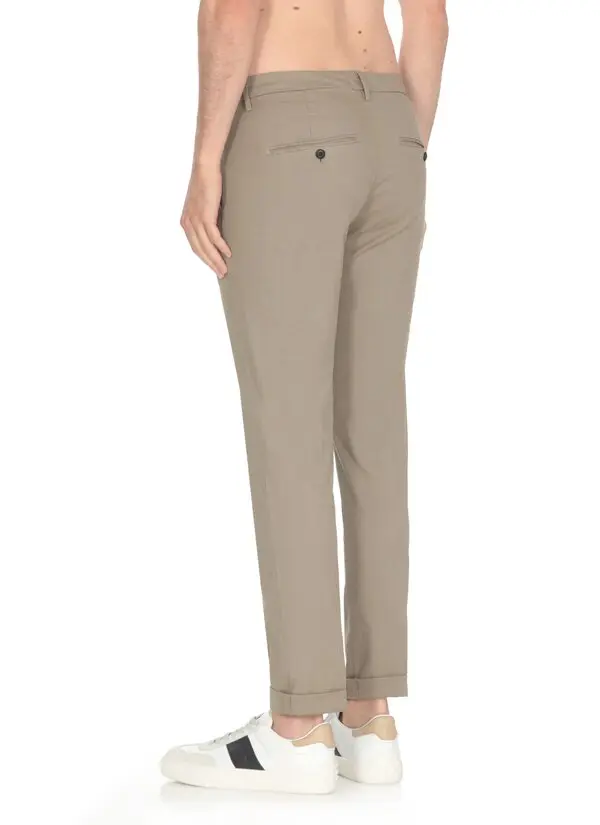 DONDUP Slim Fit Belt-lined Casual Trousers - Nude