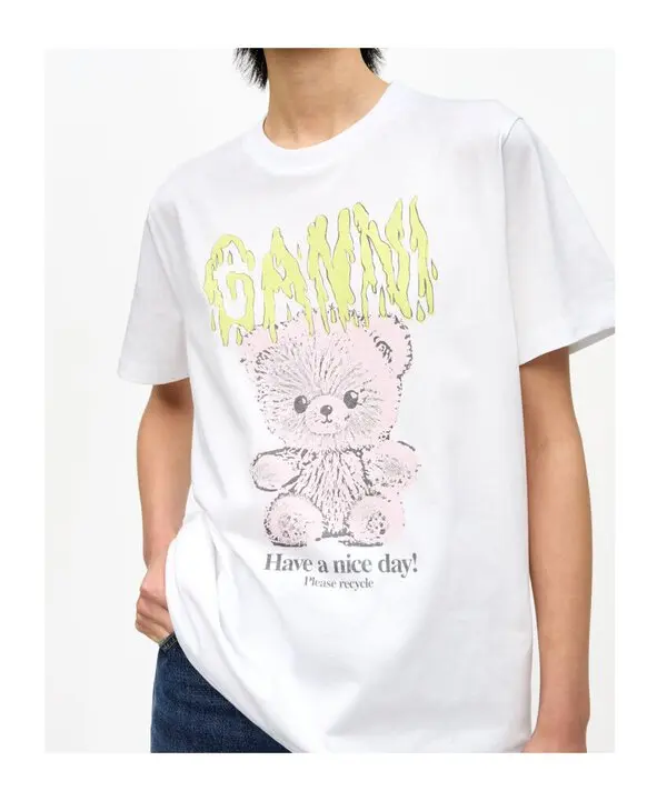 GANNI Logo Printed Crewneck T-shirt