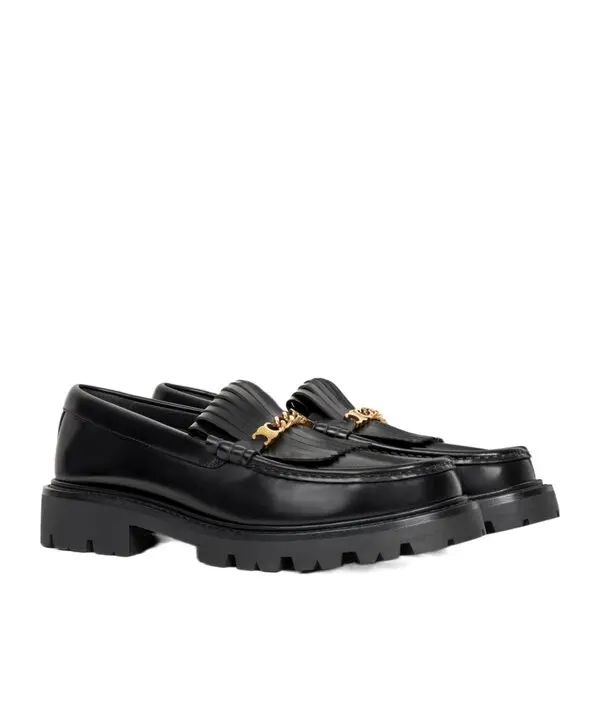 Celine Margaret Chunky Loafers With Triomphe Chain - Black