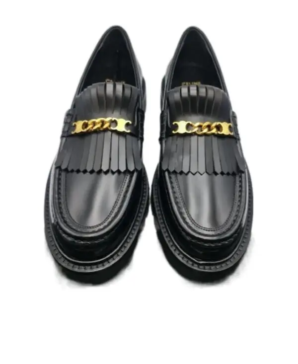 Celine Margaret Chunky Loafers With Triomphe Chain - Black