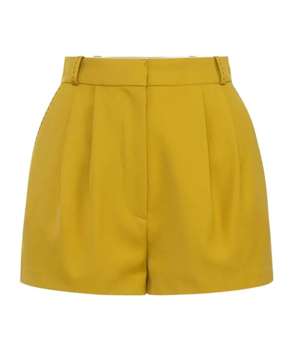 Elisabetta Franchi Logo-engraved Pleated Shorts - Curry Color