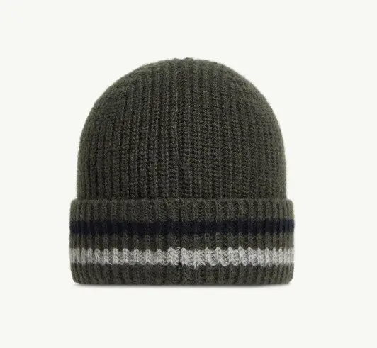 Moncler Striped Wool Beanie - Black