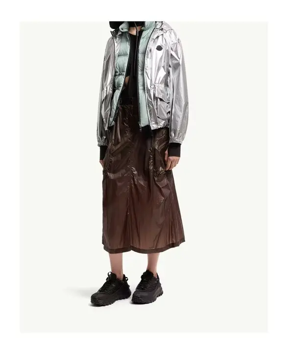 Moncler Ylang Hooded Metallic Zip-up Jacket - Silver