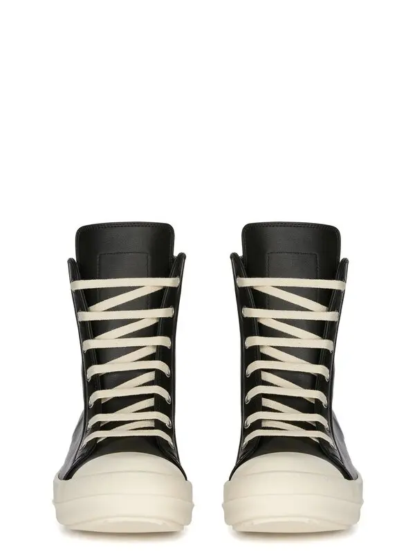 Rick Owens High Top Lace-up Sneakers With Inner Ankle Zipper - Black