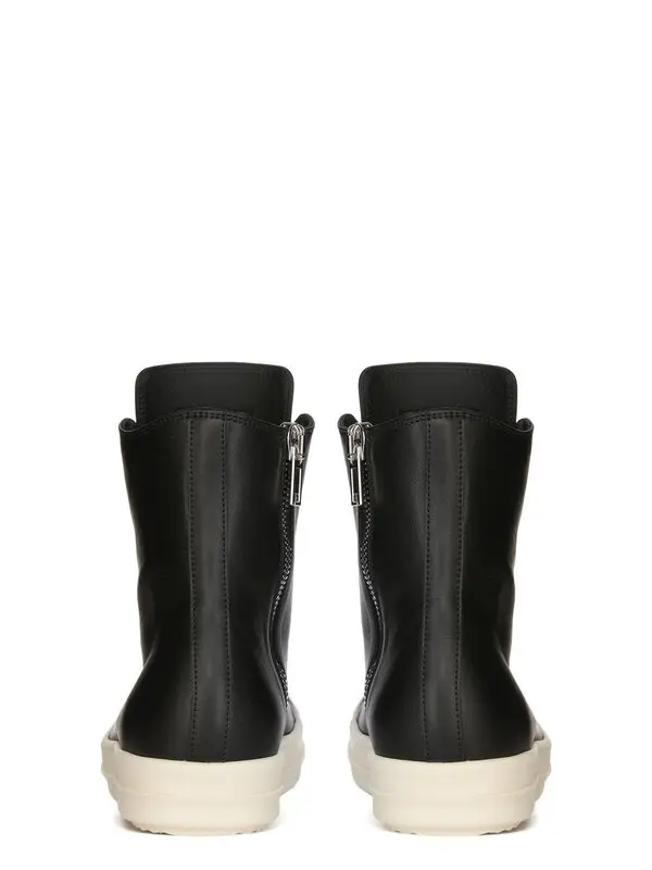 Rick Owens High Top Lace-up Sneakers With Inner Ankle Zipper - Black