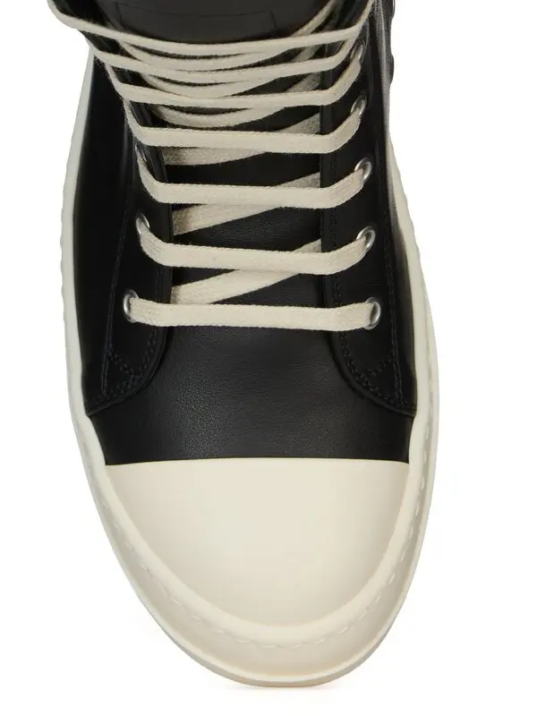 Rick Owens High Top Lace-up Sneakers With Inner Ankle Zipper - Black