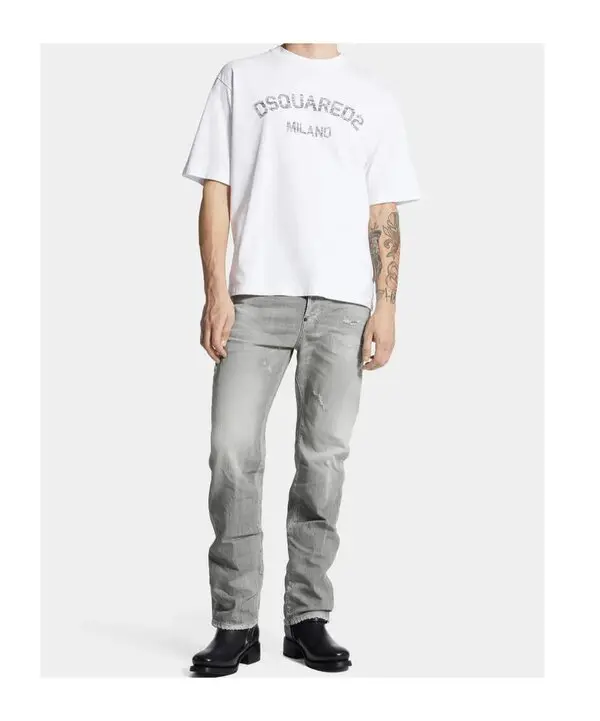 Dsquared2 Distressed Brushed Wash Jeans - Gray