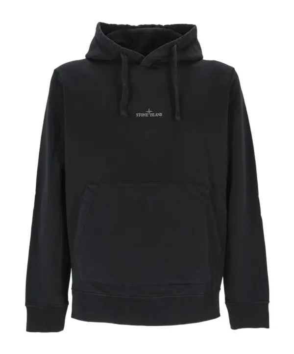 Stone Island Logo Printed Drawstring Hoodie