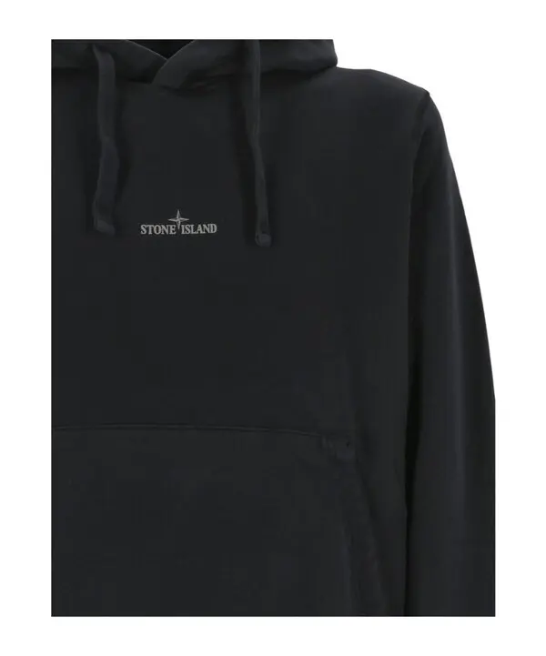 Stone Island Logo Printed Drawstring Hoodie
