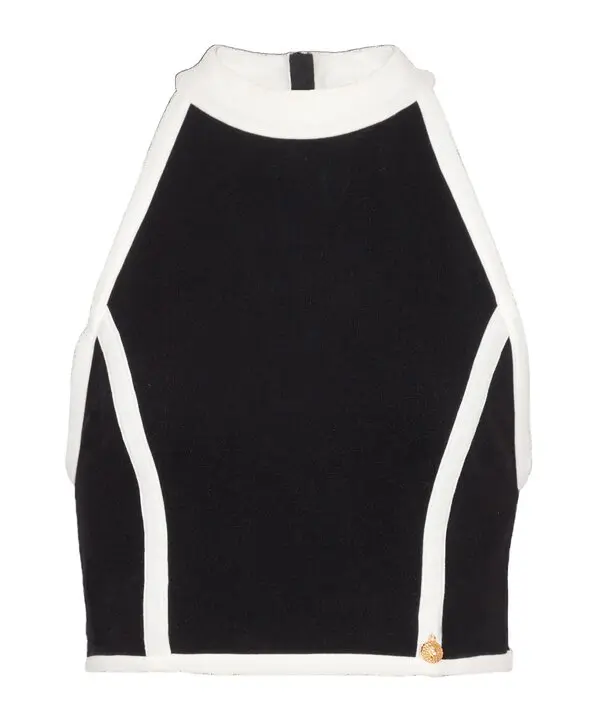 Balmain Two-tone Halterneck Top - Black