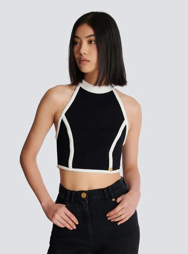 Balmain Two-tone Halterneck Top