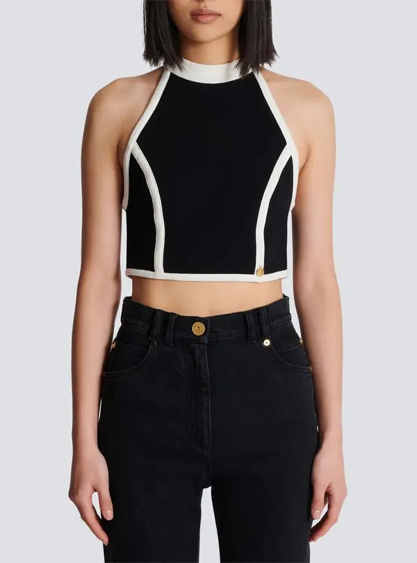 Balmain Two-tone Halterneck Top