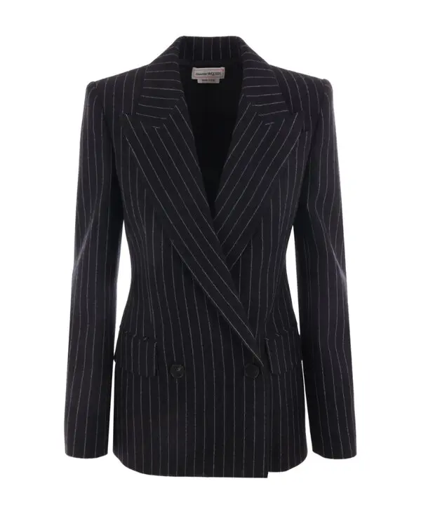 Alexander McQueen Striped Double-breasted Tailored Blazer