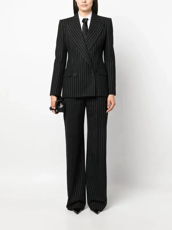 Alexander McQueen Striped Double-breasted Tailored Blazer