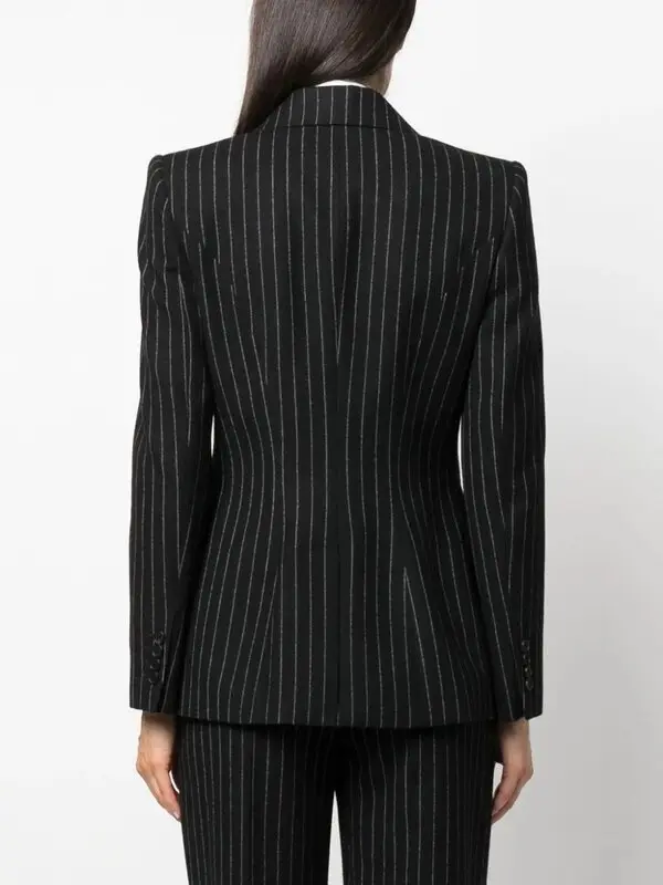 Alexander McQueen Striped Double-breasted Tailored Blazer
