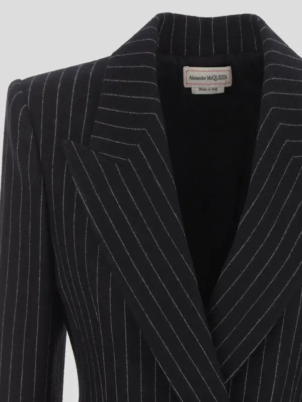 Alexander McQueen Striped Double-breasted Tailored Blazer