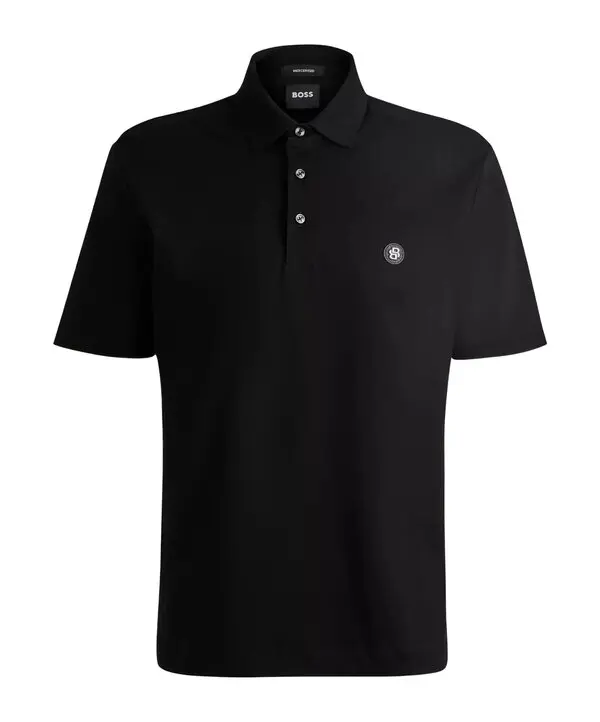 Hugo Boss Double-monogram Patch Polo Shirt - Black