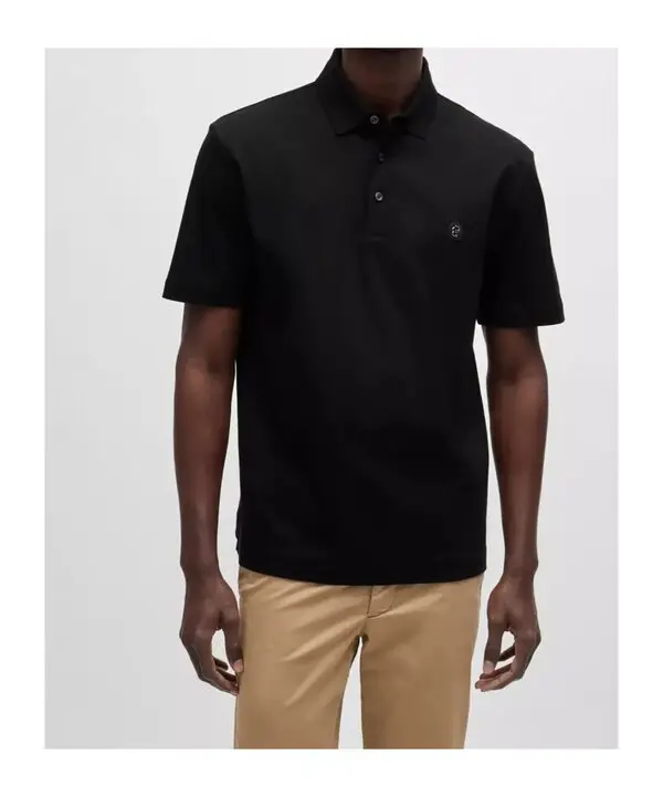 Hugo Boss Double-monogram Patch Polo Shirt - Black