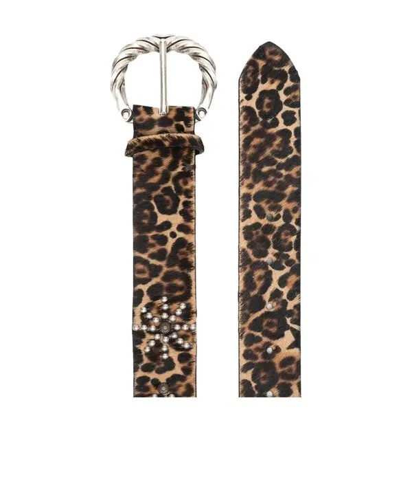 GOLDEN GOOSE Leopard Print Embellished Belt