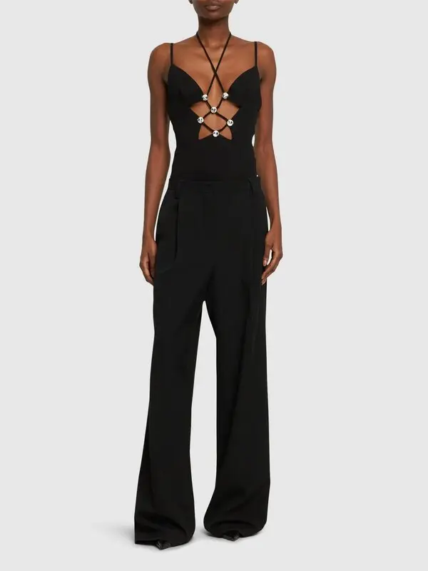 AREA Cut-out Detail Jumpsuit With Self-fastening Neck Strap