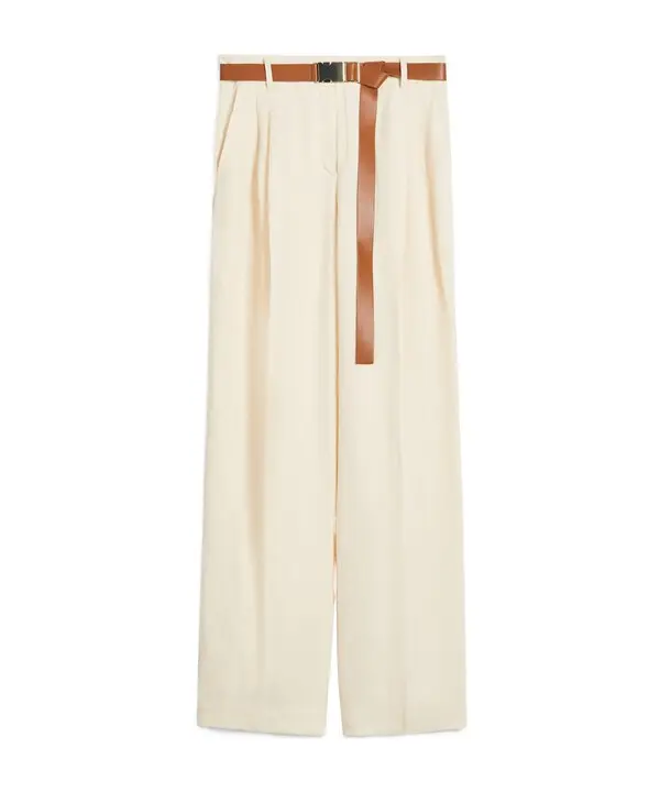 Max Mara Belted Wide Leg Linen Trousers