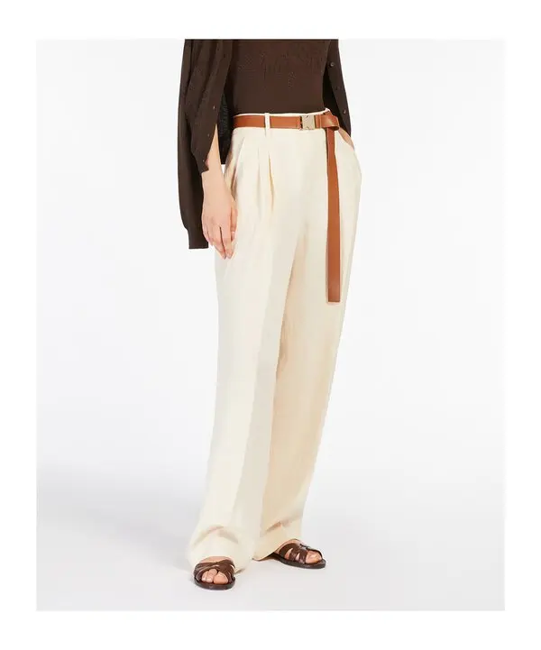 Max Mara Belted Wide Leg Linen Trousers