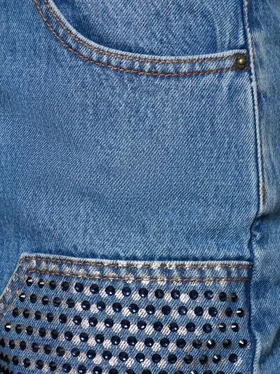 AREA Crystal Embellished Denim Trousers
