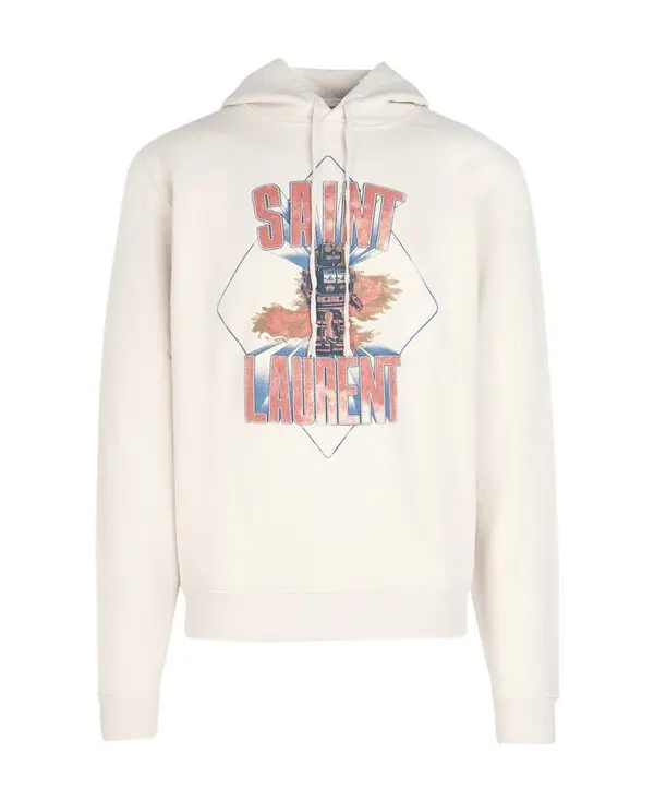 Saint Laurent Printed Hooded Sweater - White