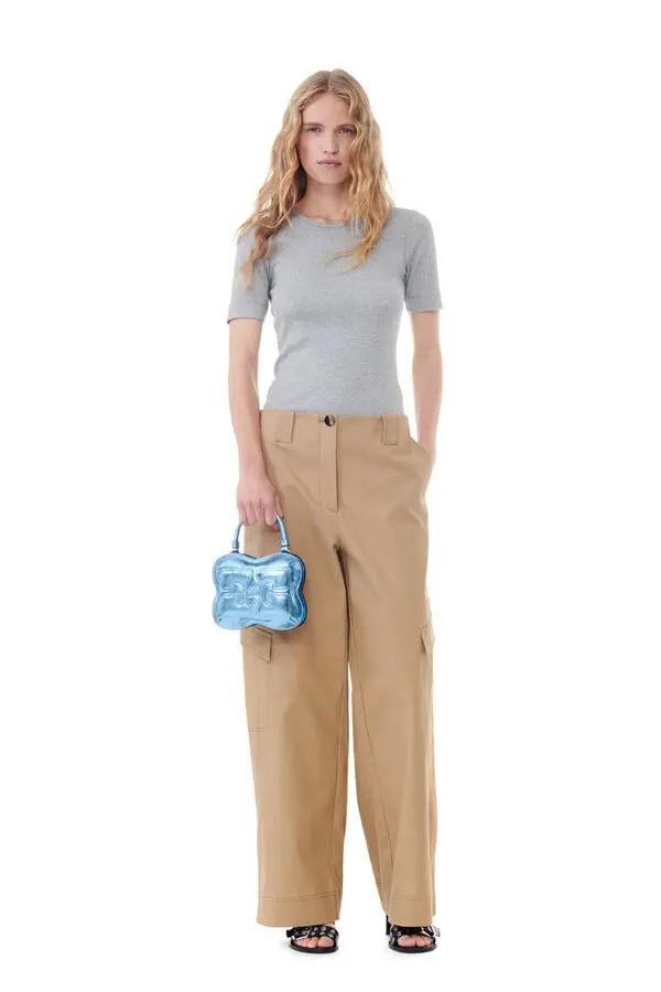 GANNI Mid-waist Cargo Pants With Zipper And Button Closure