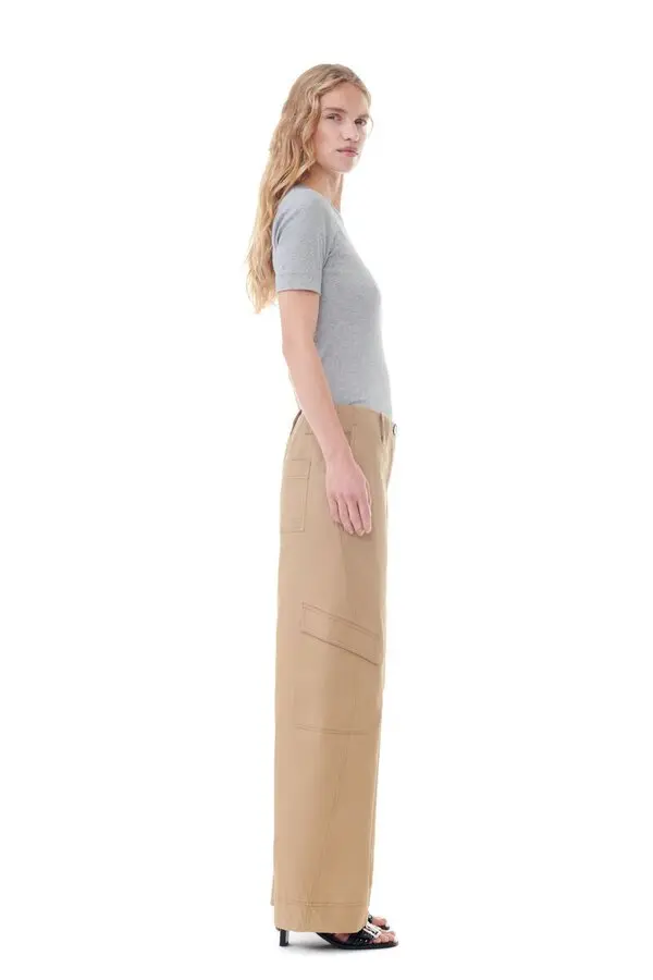 GANNI Mid-waist Cargo Pants With Zipper And Button Closure