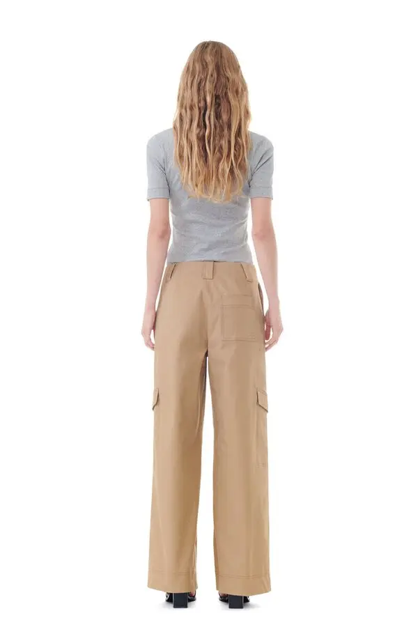 GANNI Mid-waist Cargo Pants With Zipper And Button Closure