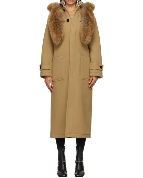 Burberry Faux-fur Trimmed Long-sleeved Duffle Coat