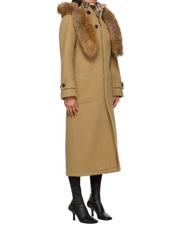 Burberry Faux-fur Trimmed Long-sleeved Duffle Coat
