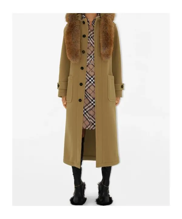 Burberry Faux-fur Trimmed Long-sleeved Duffle Coat