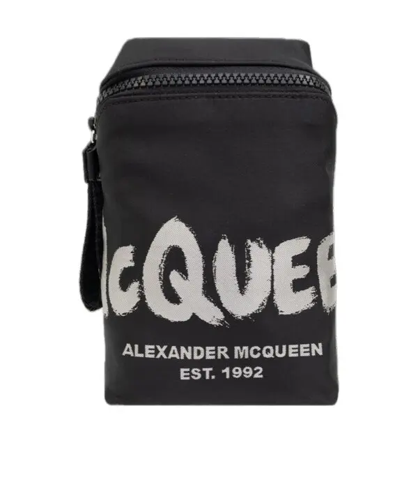 Alexander McQueen Logo Printed Zip-around Phone Holder - Black