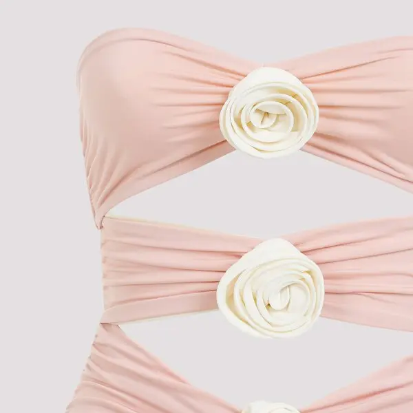 LA REVECHE Strapless Swimsuit With Floral Embellishments - Nude