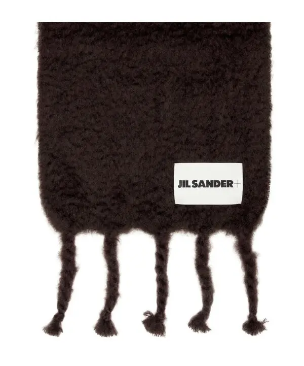JIL SANDER Fringed-edges Scarf - Black