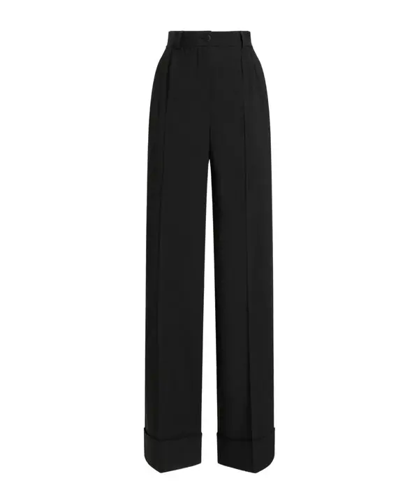 Dolce & Gabbana Bi-stretch Straight Leg Trousers - Black